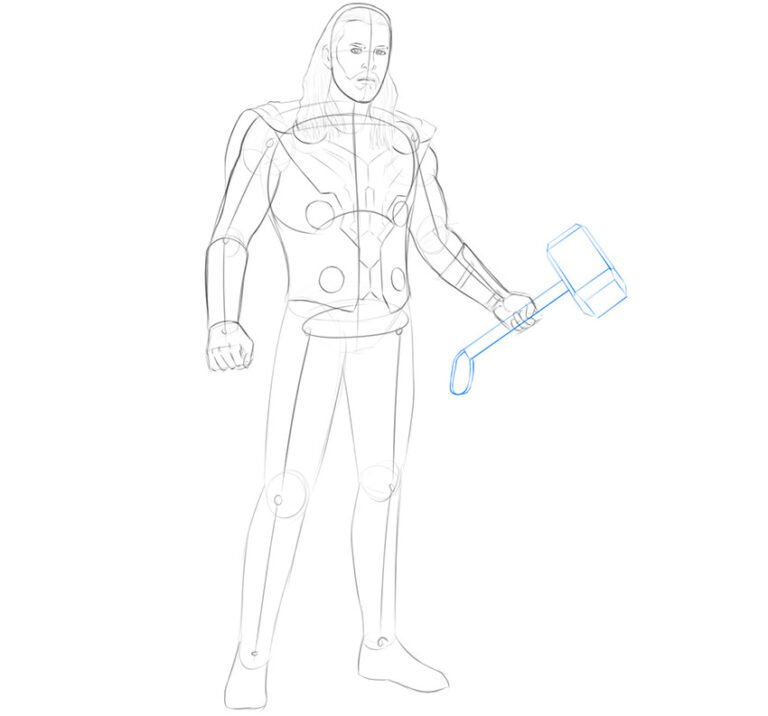 How to Draw Thor from Avengers - Geek-Blog.net