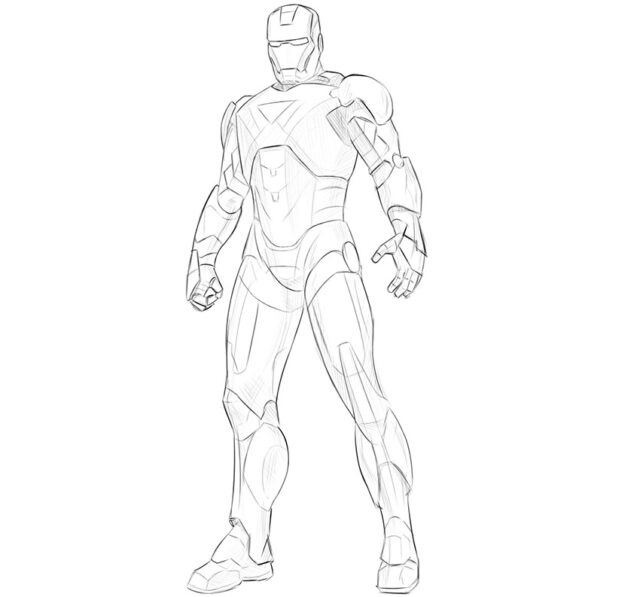 How to Draw Iron Man from Avengers - Geek-Blog.net
