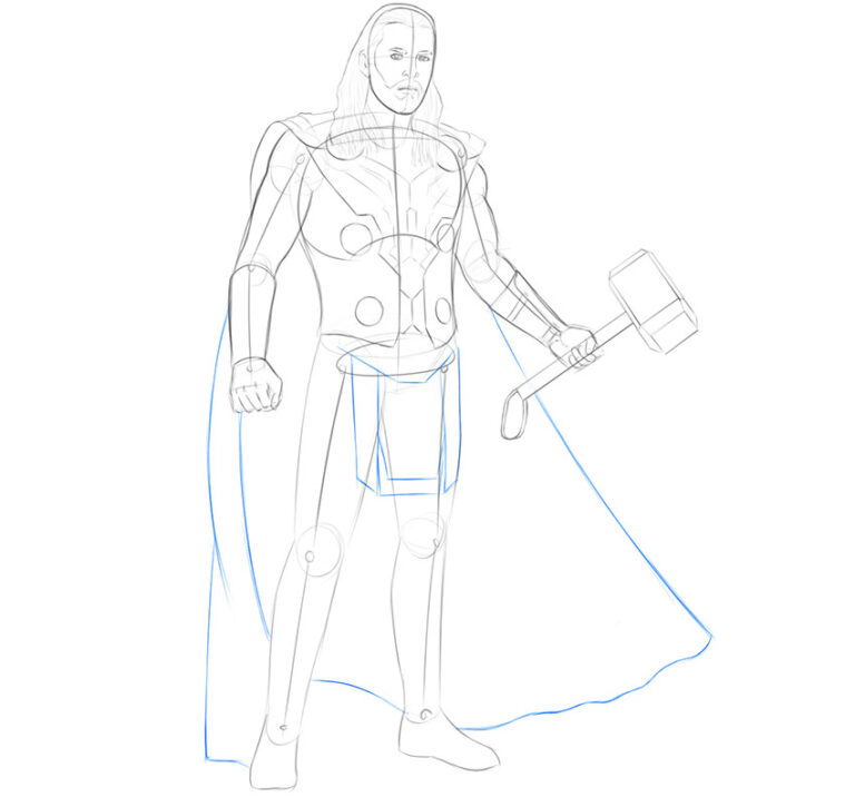 How to Draw Thor from Avengers - Geek-Blog.net