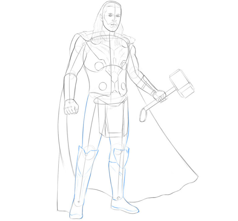 How to Draw Thor from Avengers - Geek-Blog.net